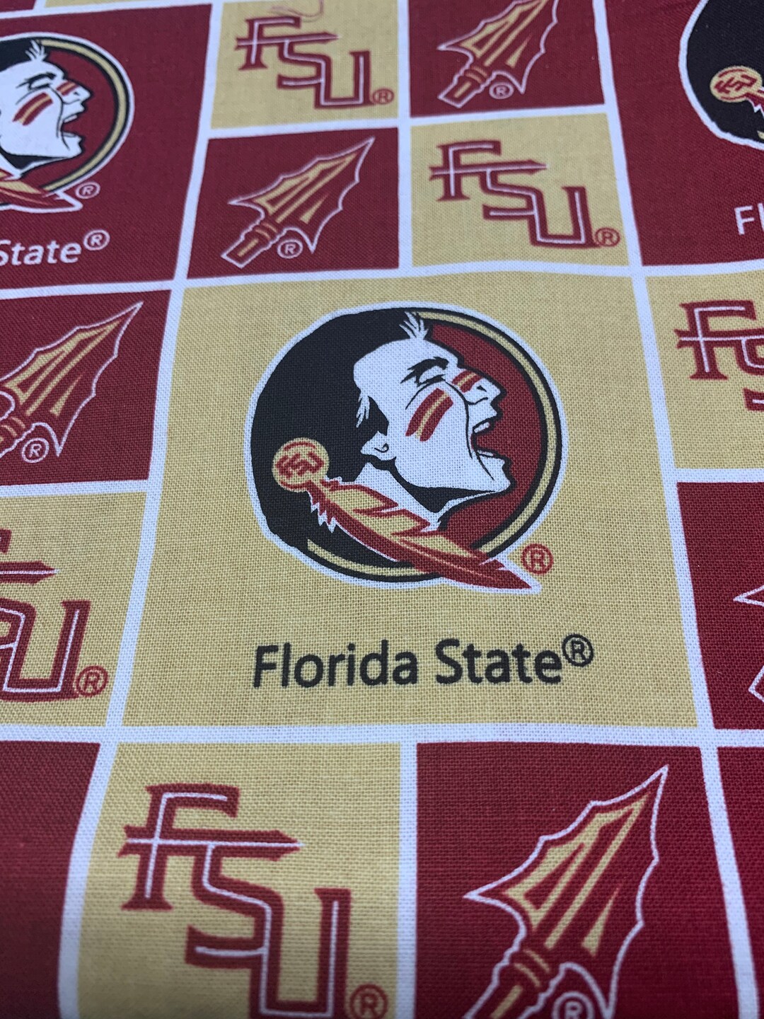 FSU Florida State Seminoles University Cotton Fabric Sold by HALF YARD ...