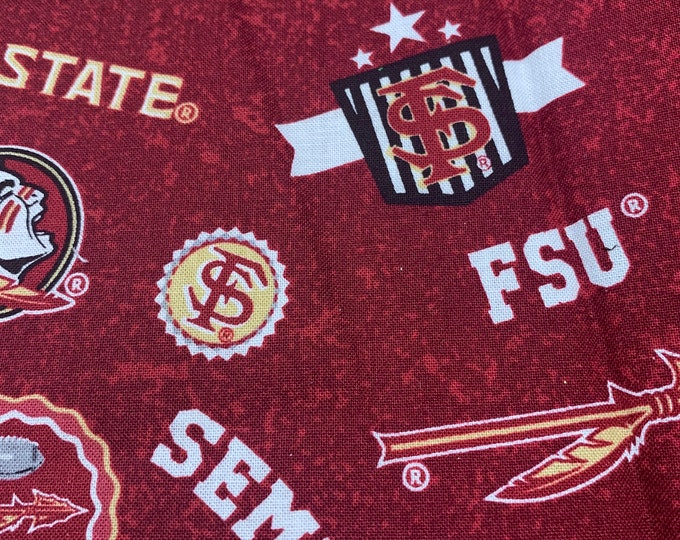 FSU Florida State Seminoles University Cotton Fabric Sold by HALF YARD ...