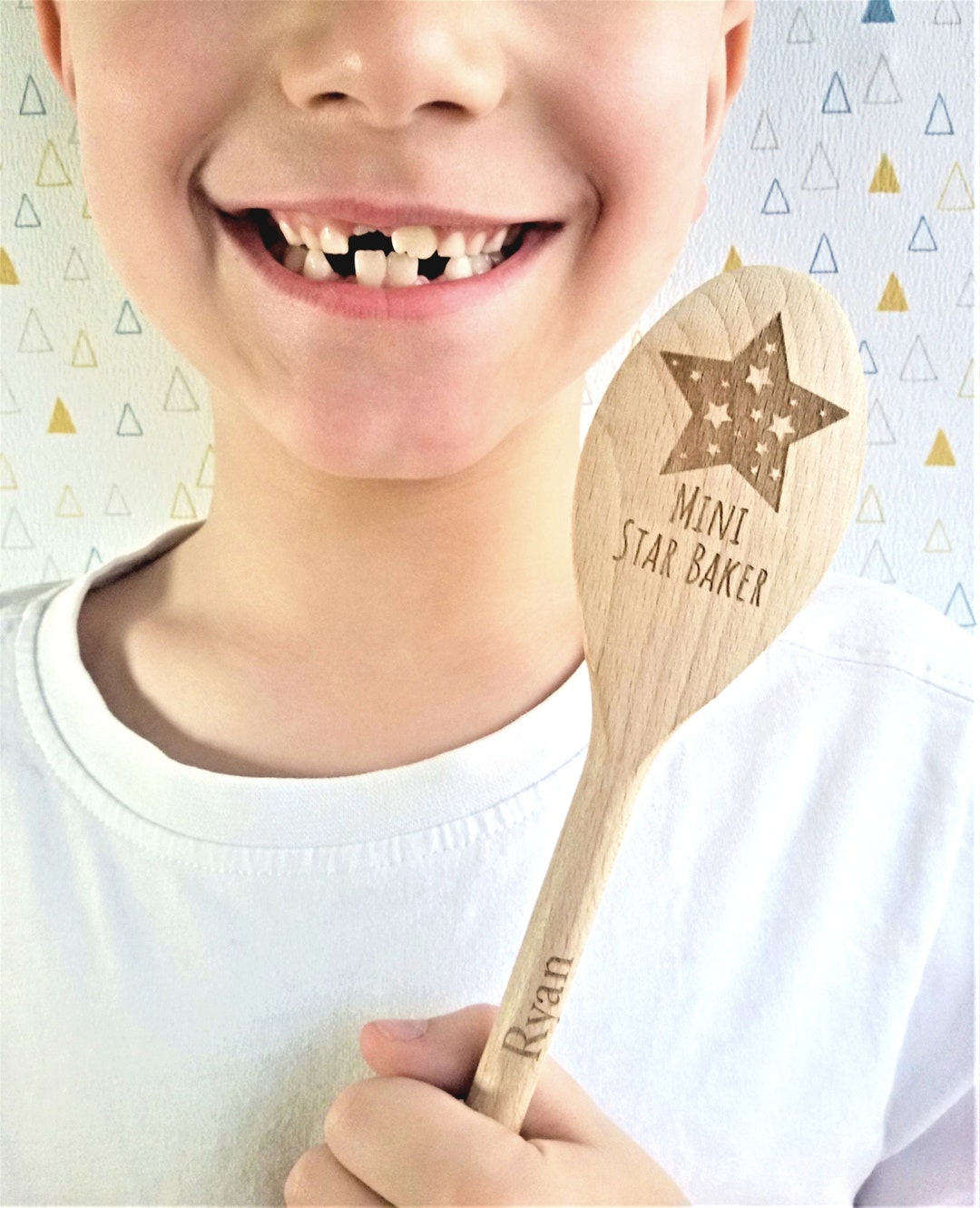 Personalised Mini Wooden Spoon, Star Baker Award for Child, Kids Baking ...