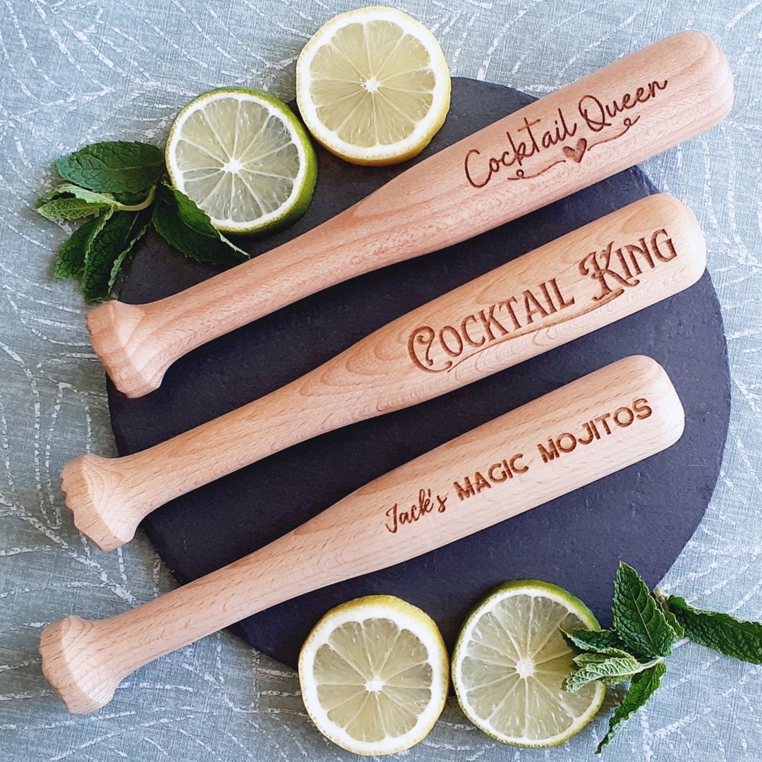 Personalised Wooden Cocktail Muddler Bar Utensil With Ridged Bottom ...