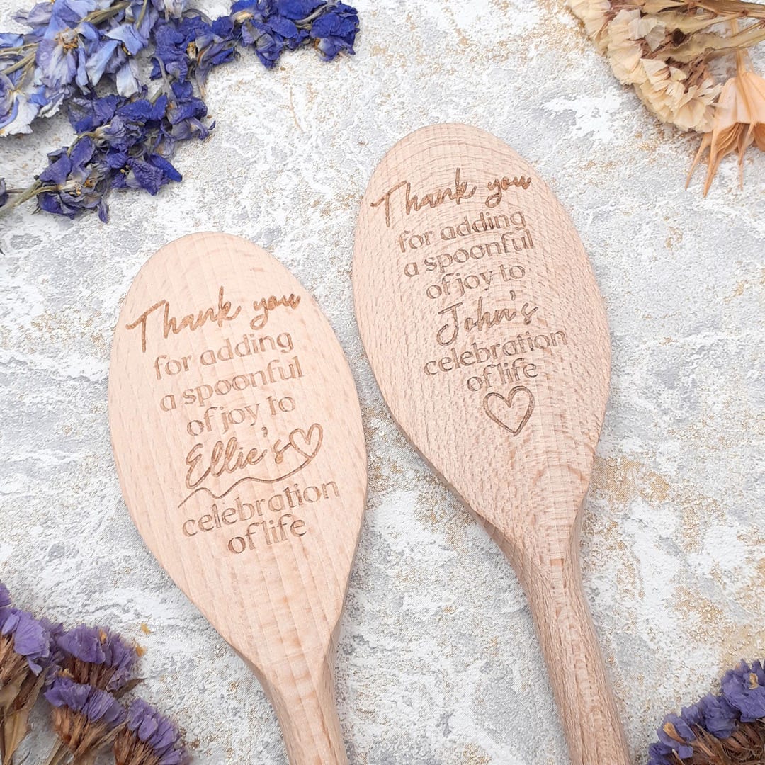 Personalised Memorial Wooden Spoon, Engraved Keepsake, Celebration of ...
