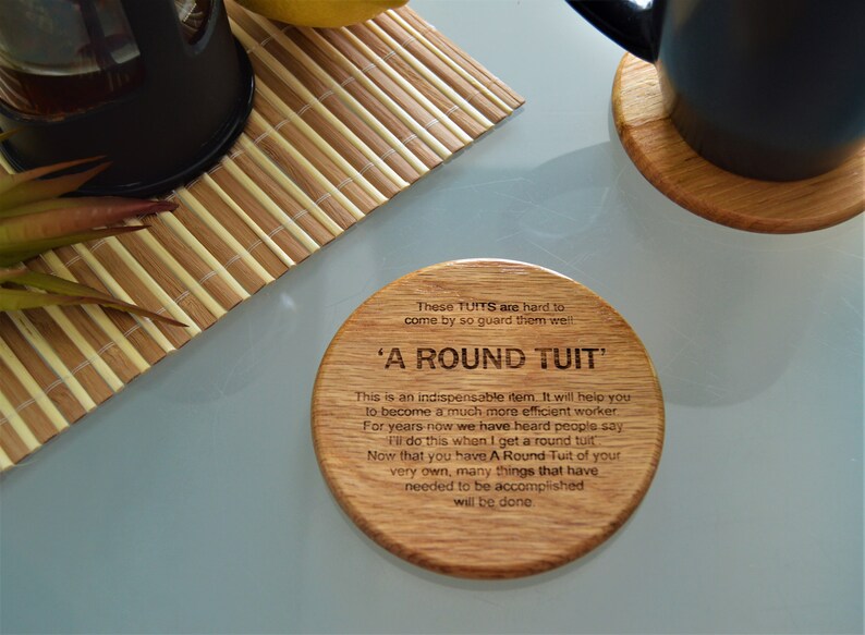 A Round Tuit Wooden Coaster Hand Turned Laser Engraved Present | Etsy