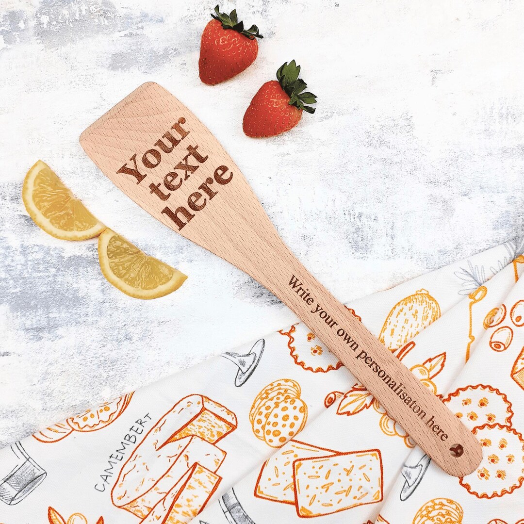 Wooden Spatula Personalised - Design Your Own – Custom Engraved Beech ...