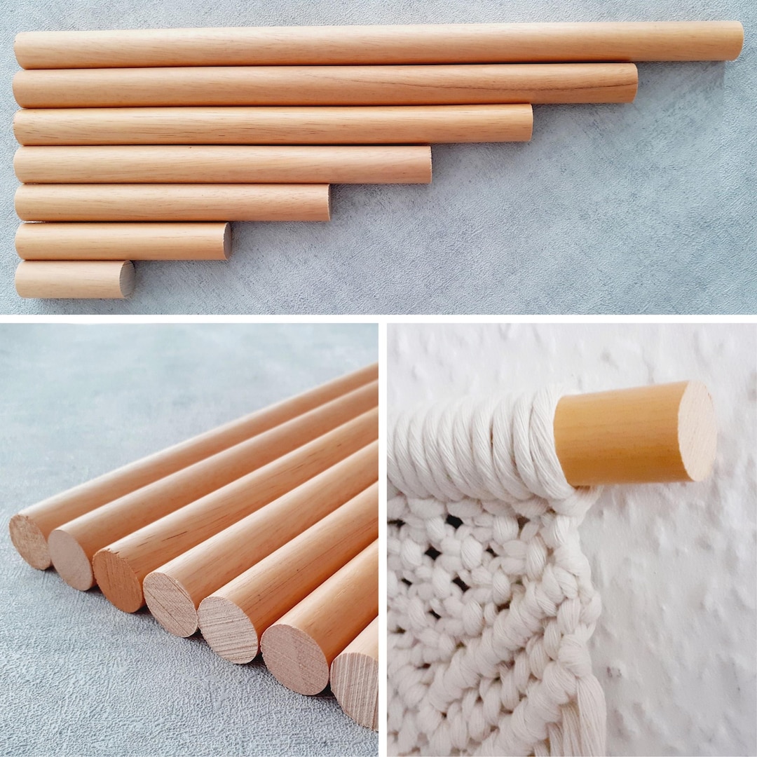 Wooden Craft Dowel Macrame Stick, Polished Pole Rod Hardwood Cut to ...