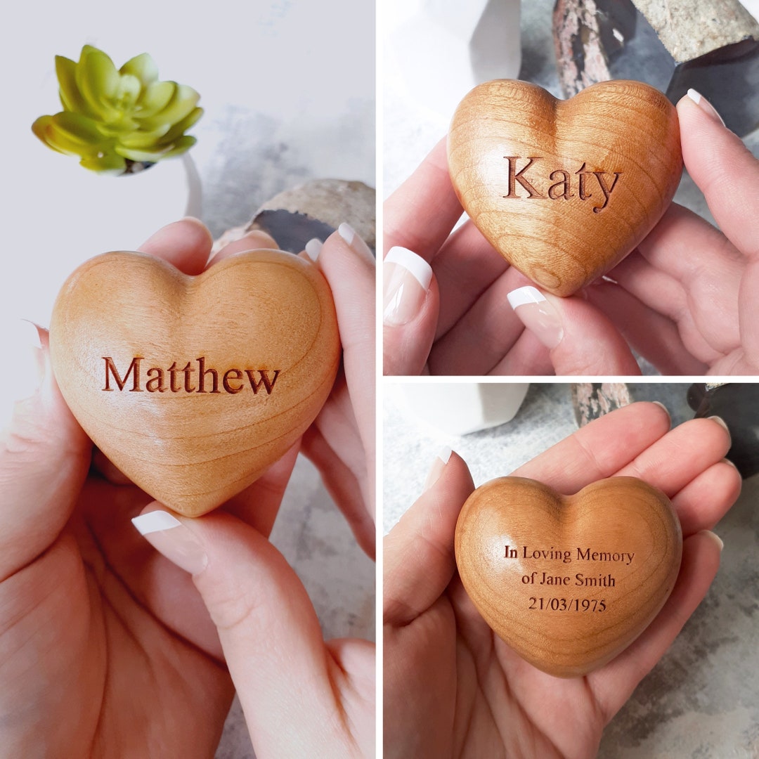 Personalised 3D Wooden Heart Large: Engraved Memorial Anniversary Love ...