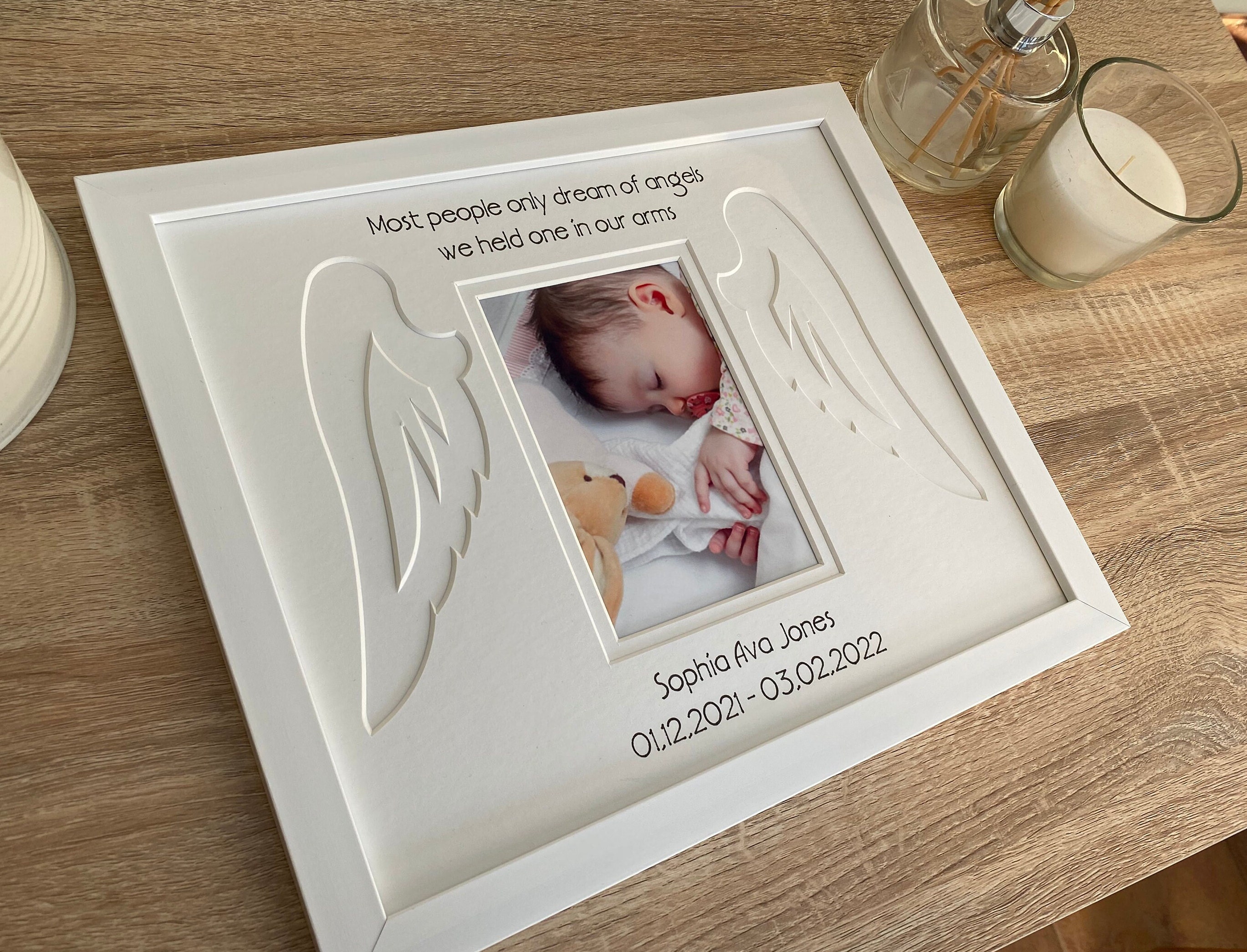 Infant Memorial Photo Frame, Baby Loss, Remembrance Angel Wings ...