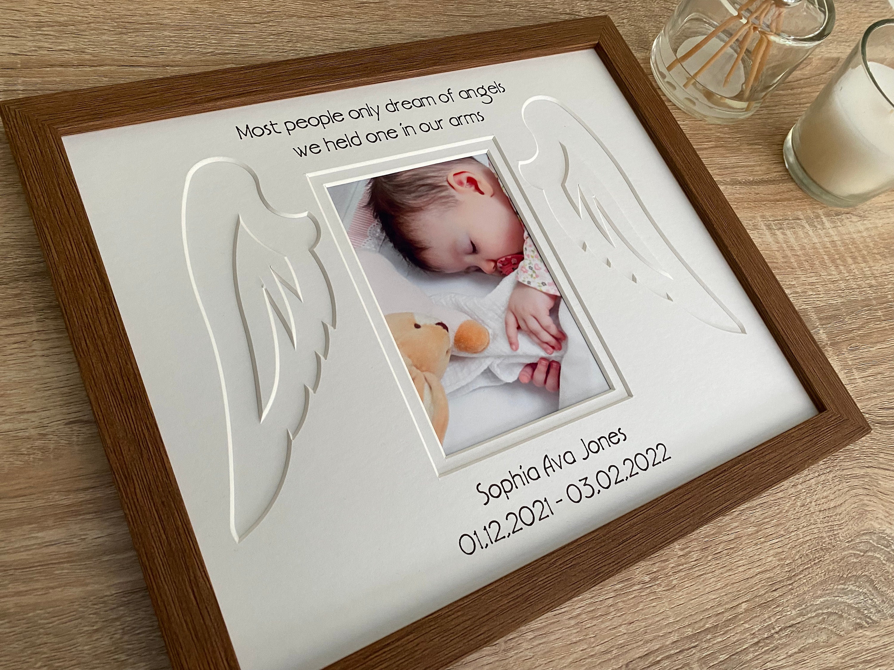 Infant Memorial Photo Frame, Baby Loss, Remembrance Angel Wings ...