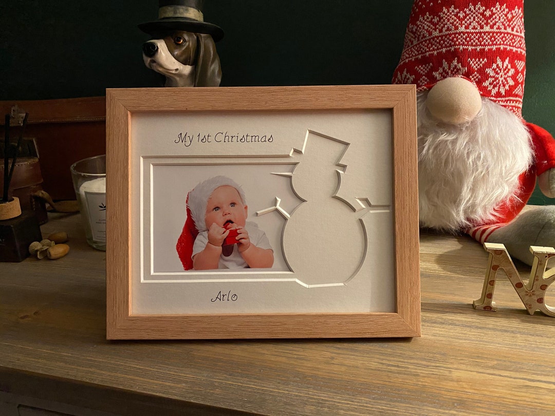 Personalised My First Christmas Photo Frame for Baby With Seasonal ...