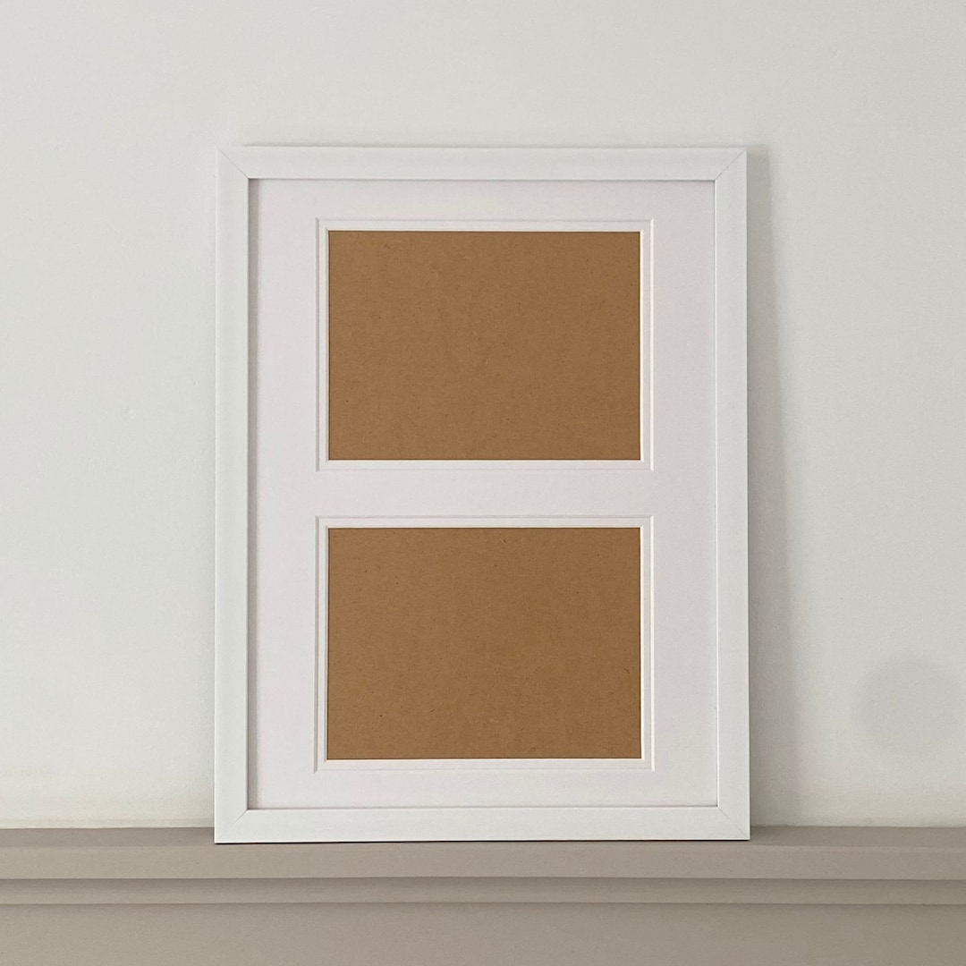 White Large 16x12 Frame With Mount, Custom Cut Picture Layout Two ...