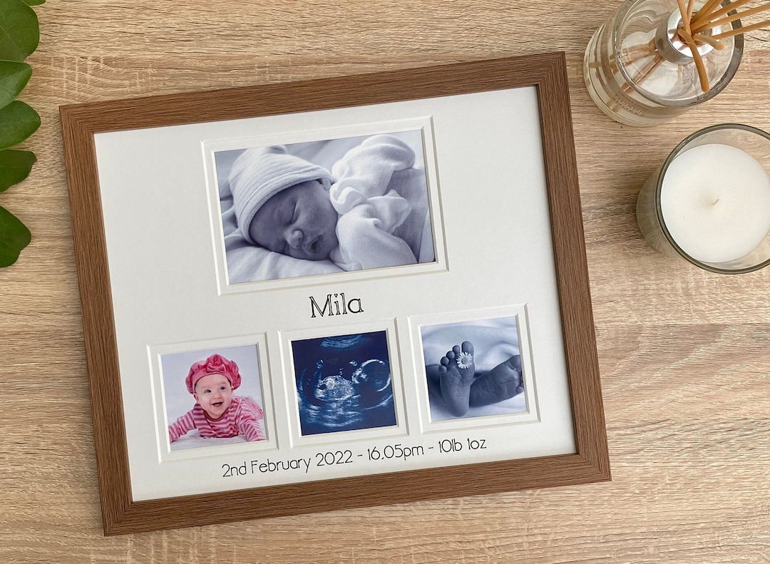 Personalised Multipicture Collage Photo Frame, Baby Girl Boy Gift for ...