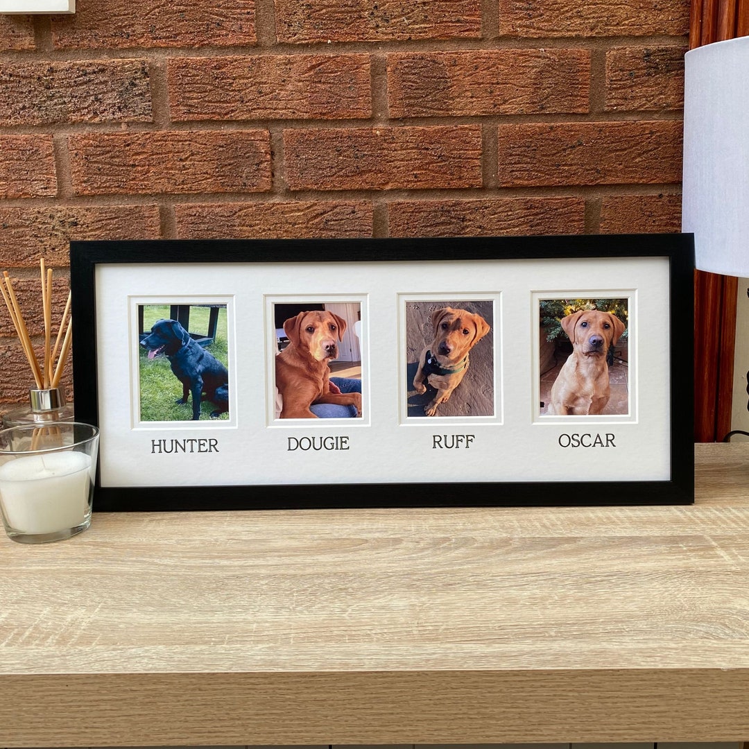 Personalised 4 Pictures Dog Frame, Custom Multiple Pictures Frame, Pet ...