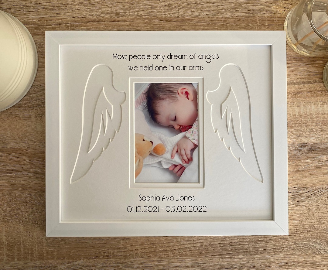 Infant Memorial Photo Frame, Baby Loss, Remembrance Angel Wings ...