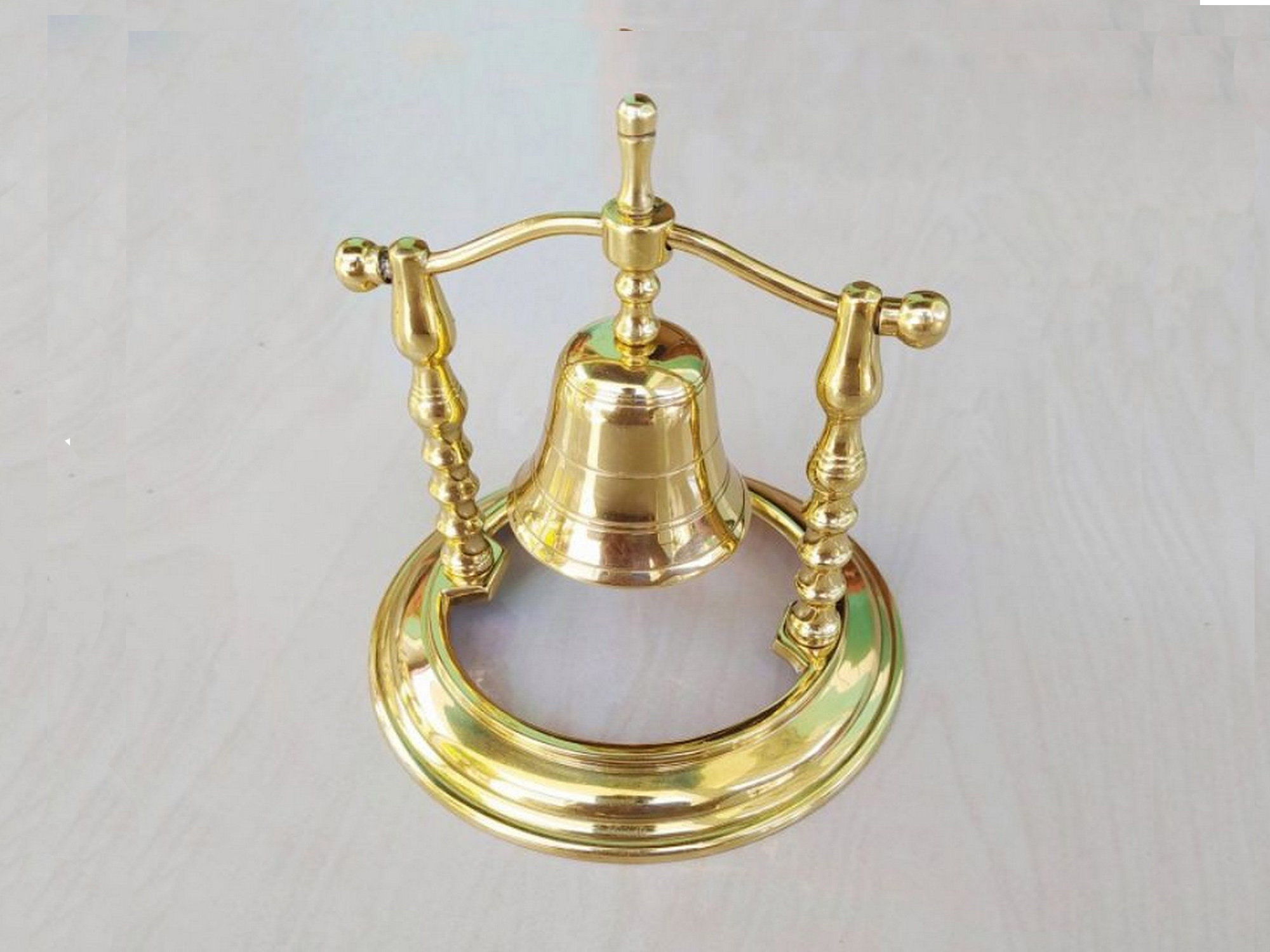 Gold Brass Bell Stand, Antique Brass Bell Table, Small Bell Display ...