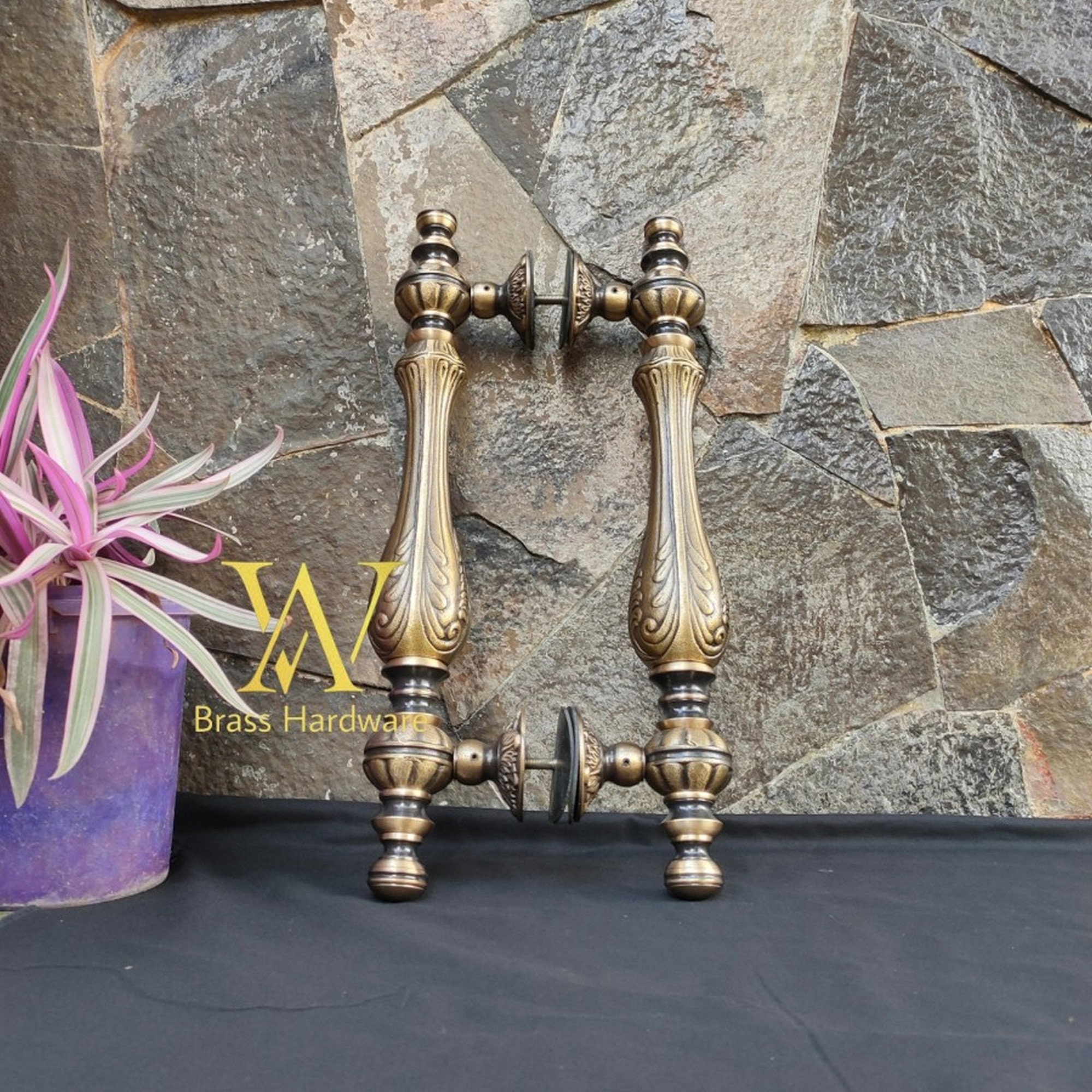 18 Door Handle Brass Antique Carved Vase Back to Back - Etsy