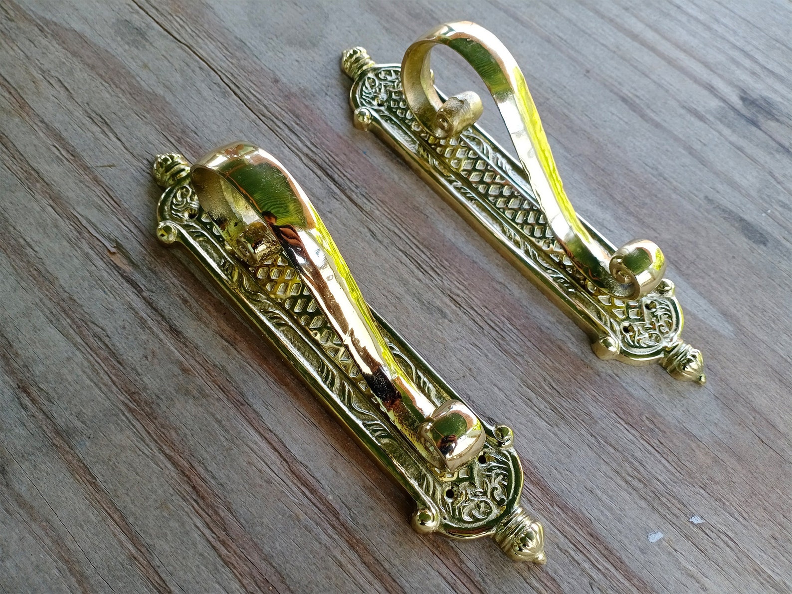 Classic Door Handle Antique Gold, Brass Door Pull, French Door Pull ...