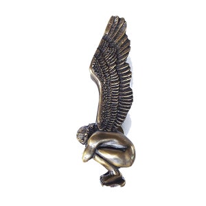 11" Angel Wings Door Handle Brass, Front Door Handles, Antique Door ...