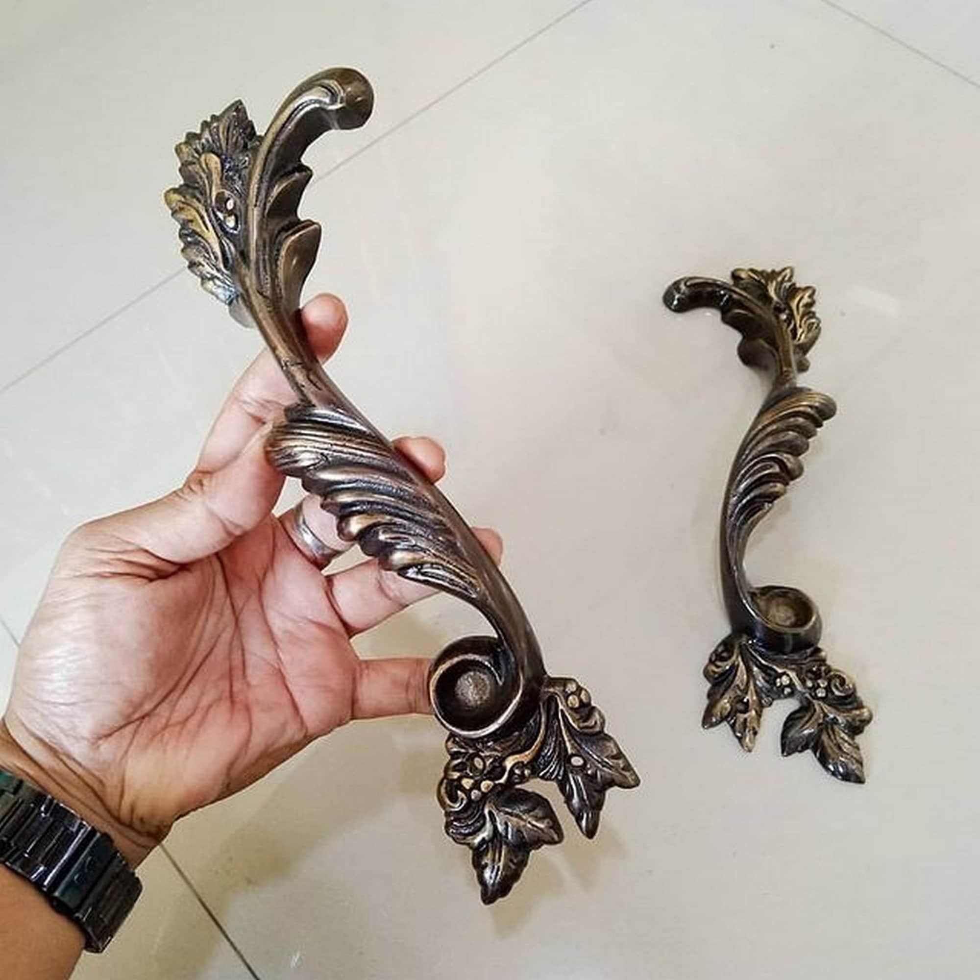 Brass Pull and Handles Leaf Claw Door Handle Decorative Long - Etsy