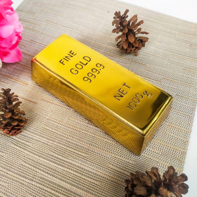 1kg 35oz Fake Gold Bar Bullion Door Stop Brass Prop, Replica Gold Bar ...