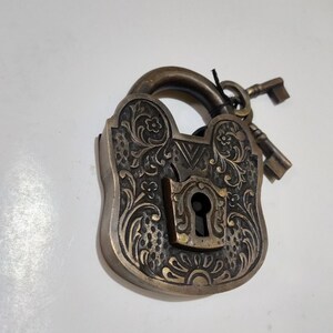 Victorian Padlock, Antique Pad Lock, Brass Padlock Set, Vintage Padlock ...