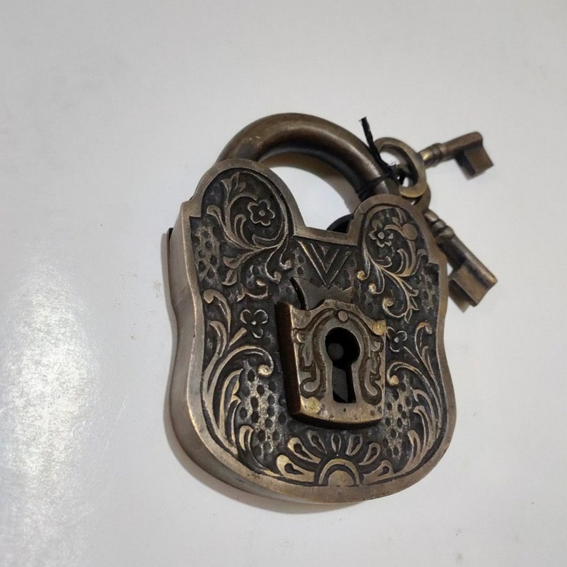 Victorian Padlock, Antique Pad Lock, Brass Padlock Set, Vintage Padlock ...