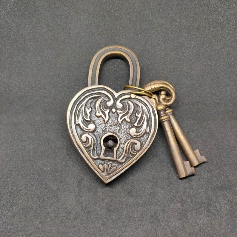 Heart Padlock, Love Padlock, Antique Pad Lock, Brass Padlock Set ...