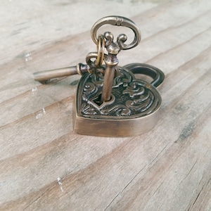Heart Padlock, Love Padlock, Antique Pad Lock, Brass Padlock Set ...