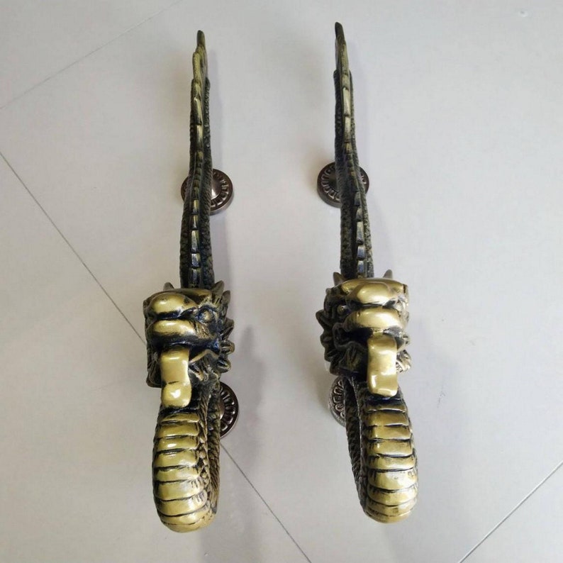 2X DRAGON Door Handle Door Pulls Handles Brass Door Pull | Etsy