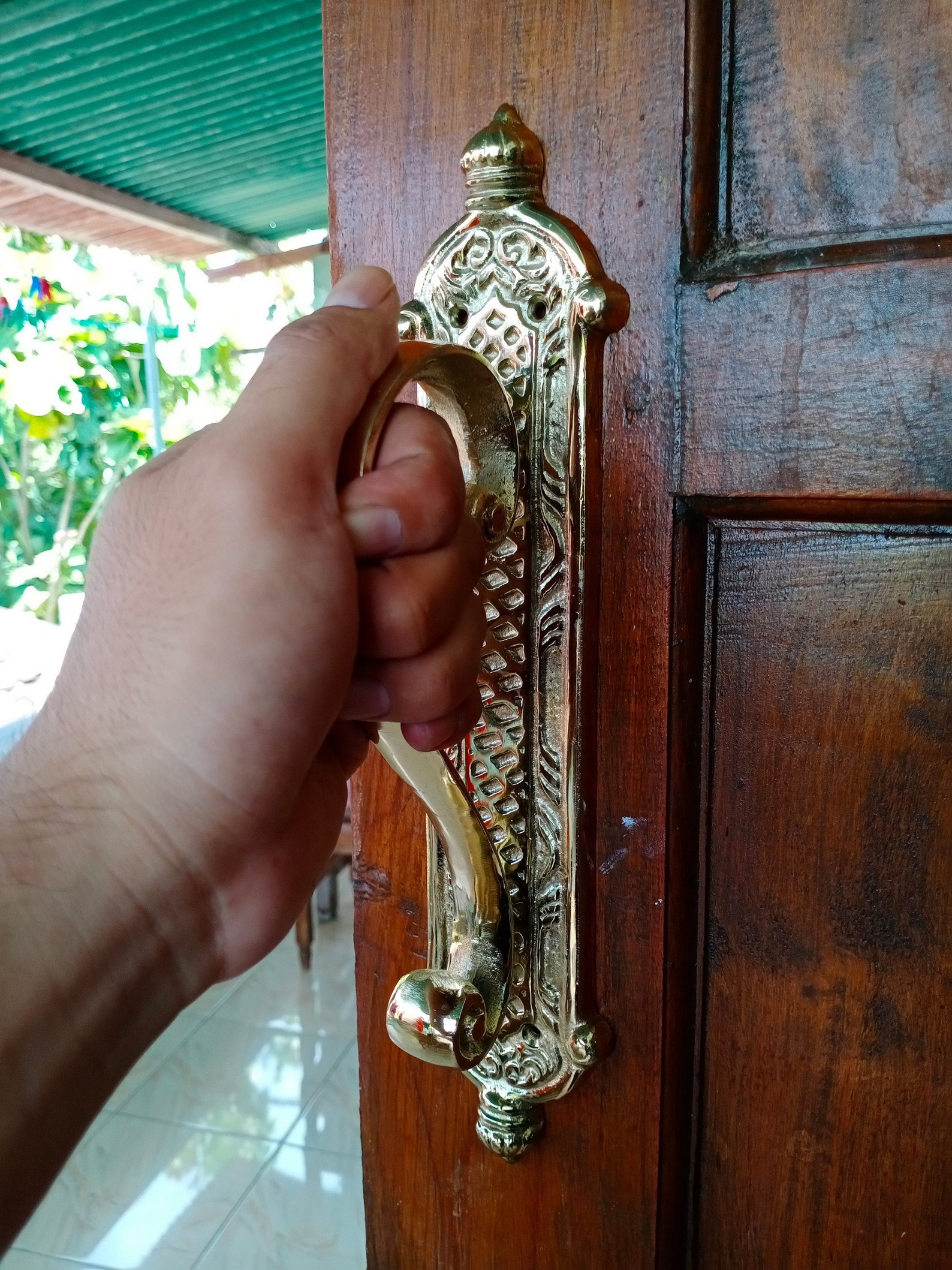 Classic Door Handle Antique Gold, Brass Door Pull, French Door Pull ...