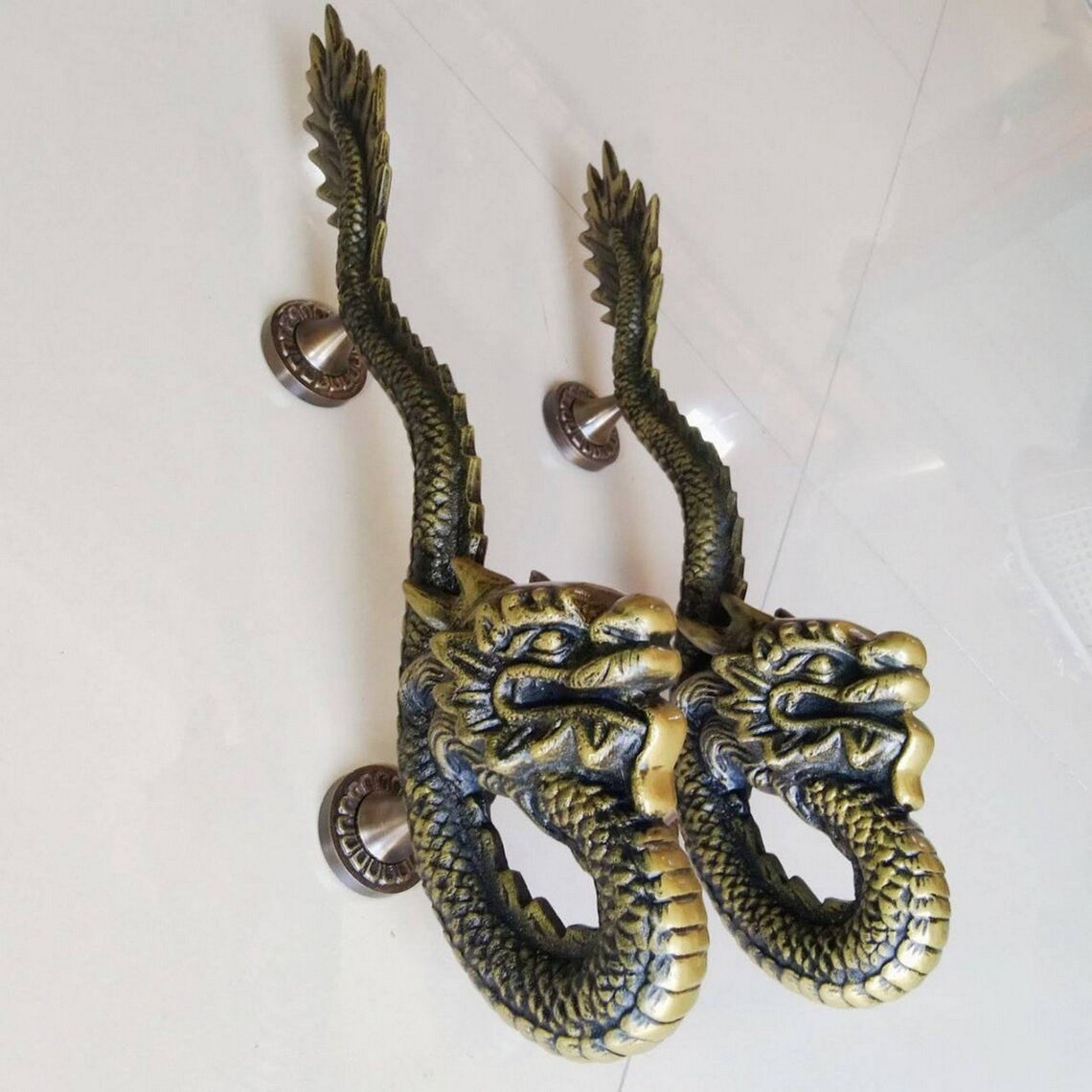 2X DRAGON Door Handle, Door Pulls Handles, Brass Door Pull, Antique ...