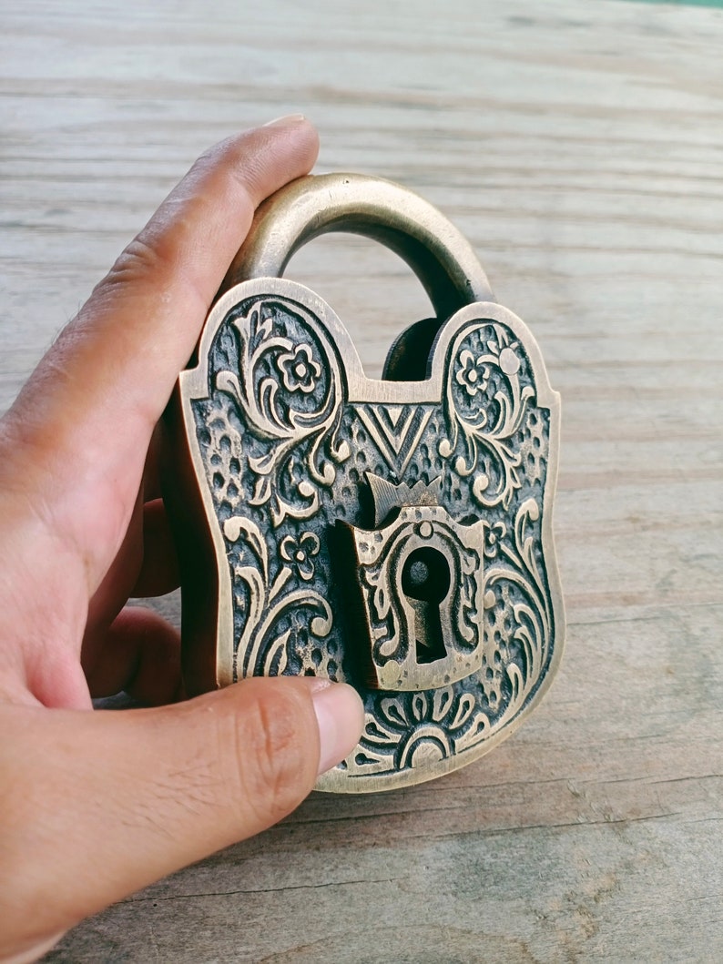 Victorian Padlock, Antique Pad Lock, Brass Padlock Set, Vintage Padlock ...
