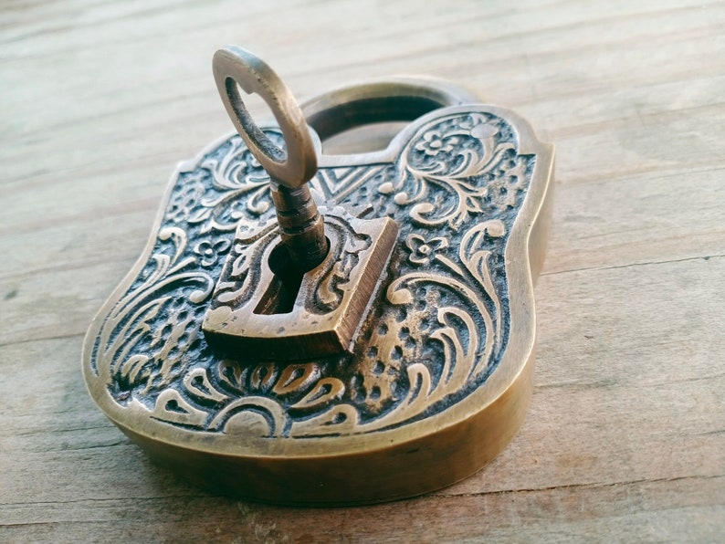 Victorian Padlock, Antique Pad Lock, Brass Padlock Set, Vintage Padlock ...