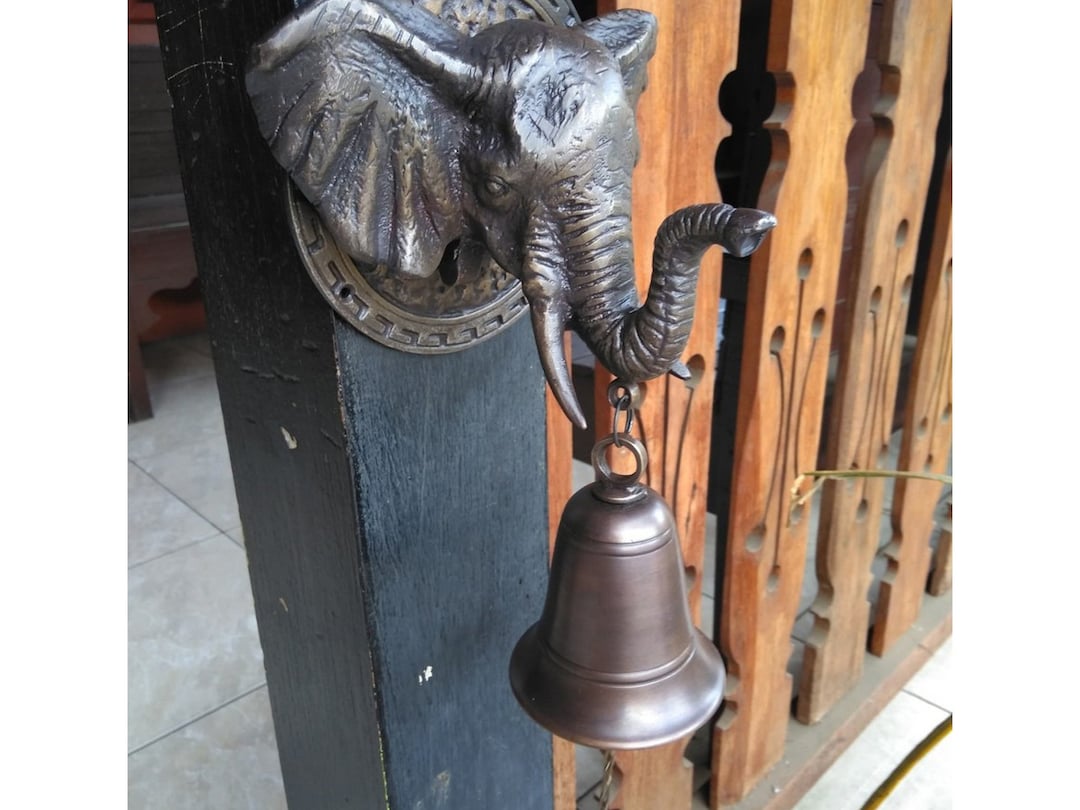 ELEPHANT Brass Bell Wall, Solid Brass Doorbell, Brass Bell Hanger ...