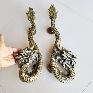2X DRAGON Door Pull Handle, Brass Door Handle, Antique Door Knob, Large ...