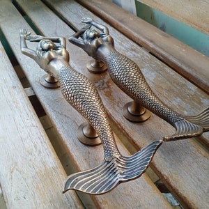 Mermaid Knobs and Pulls, Barn Door Handle, Entry Door Handle, Brass ...