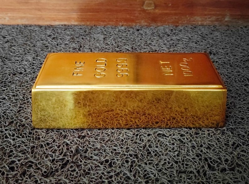 1kg 35oz Fake Gold Bar Bullion Door Stop Brass Prop, Replica Gold Bar ...