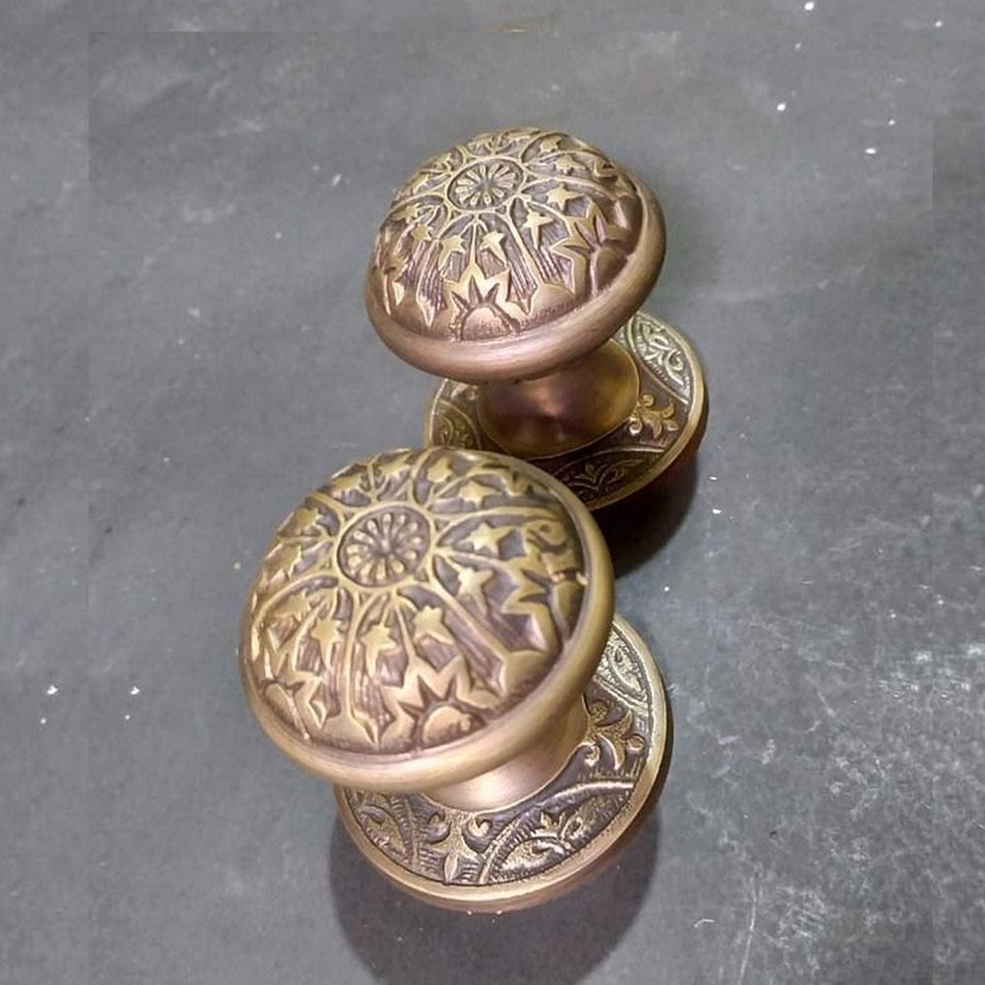 2x Antique Brass Door Knob Round Door Knob Round Door - Etsy