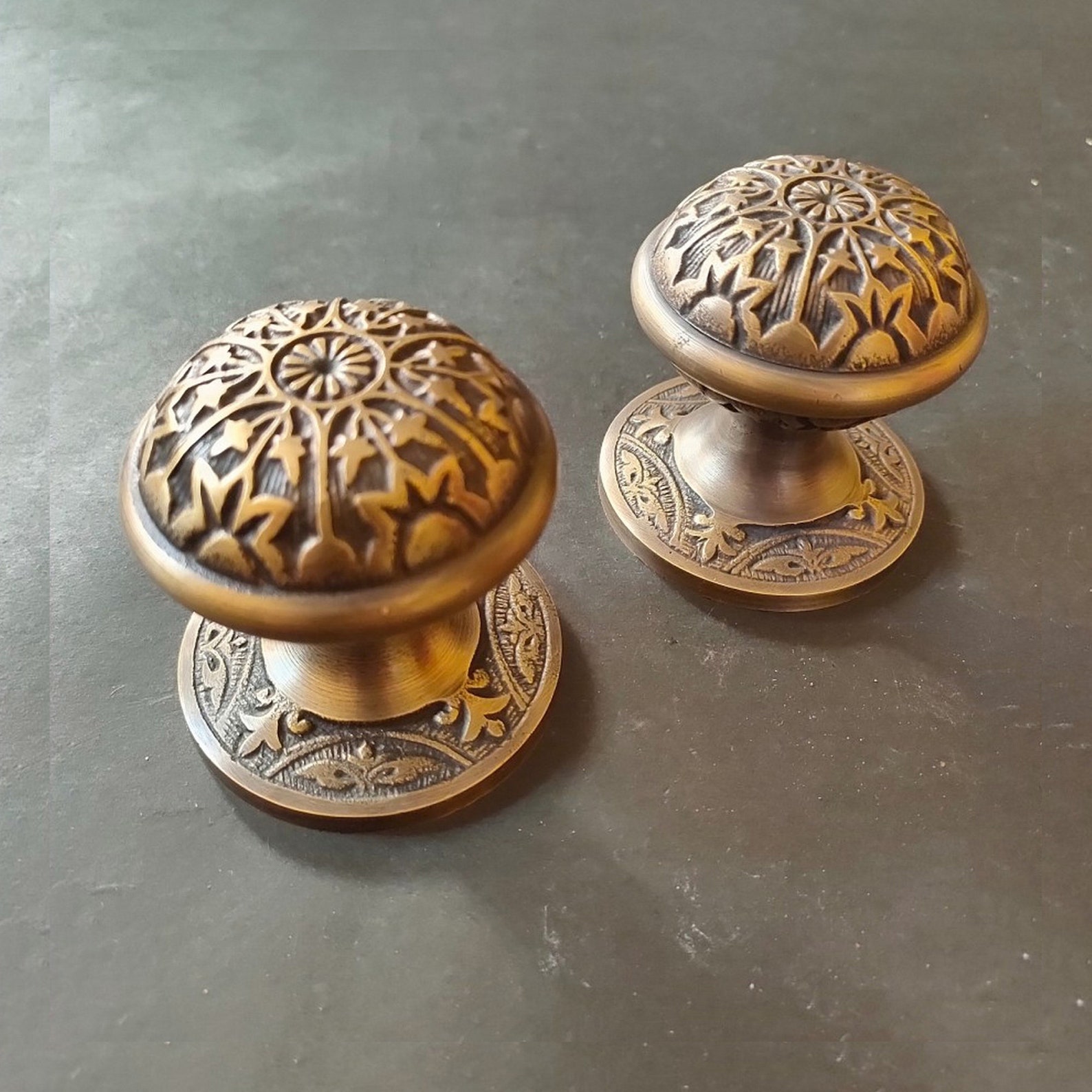 2x Antique Brass Door Knob Round Door Knob Round Door - Etsy