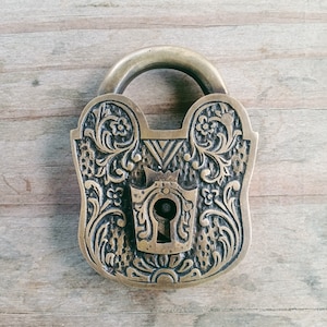 Victorian Padlock, Antique Pad Lock, Brass Padlock Set, Vintage Padlock ...