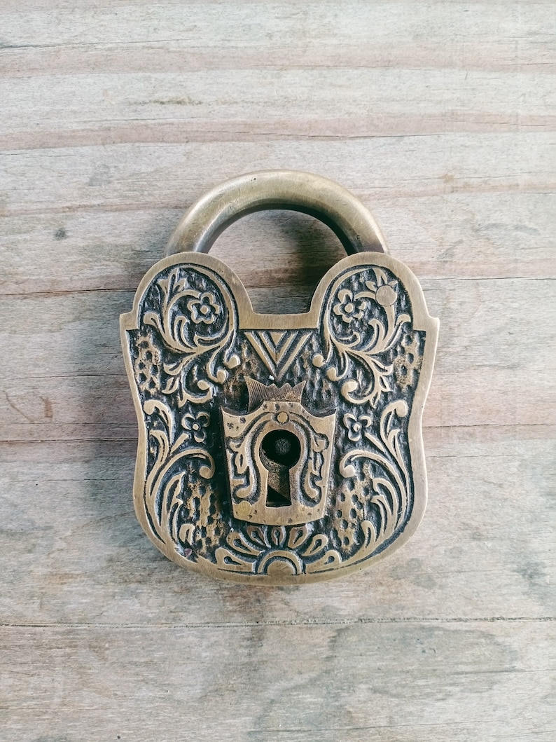 Victorian Padlock, Antique Pad Lock, Brass Padlock Set, Vintage Padlock ...