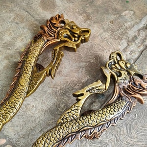 35" Large Antique Dragon Door Handle, Door Pulls Handles, Dragon Fans ...