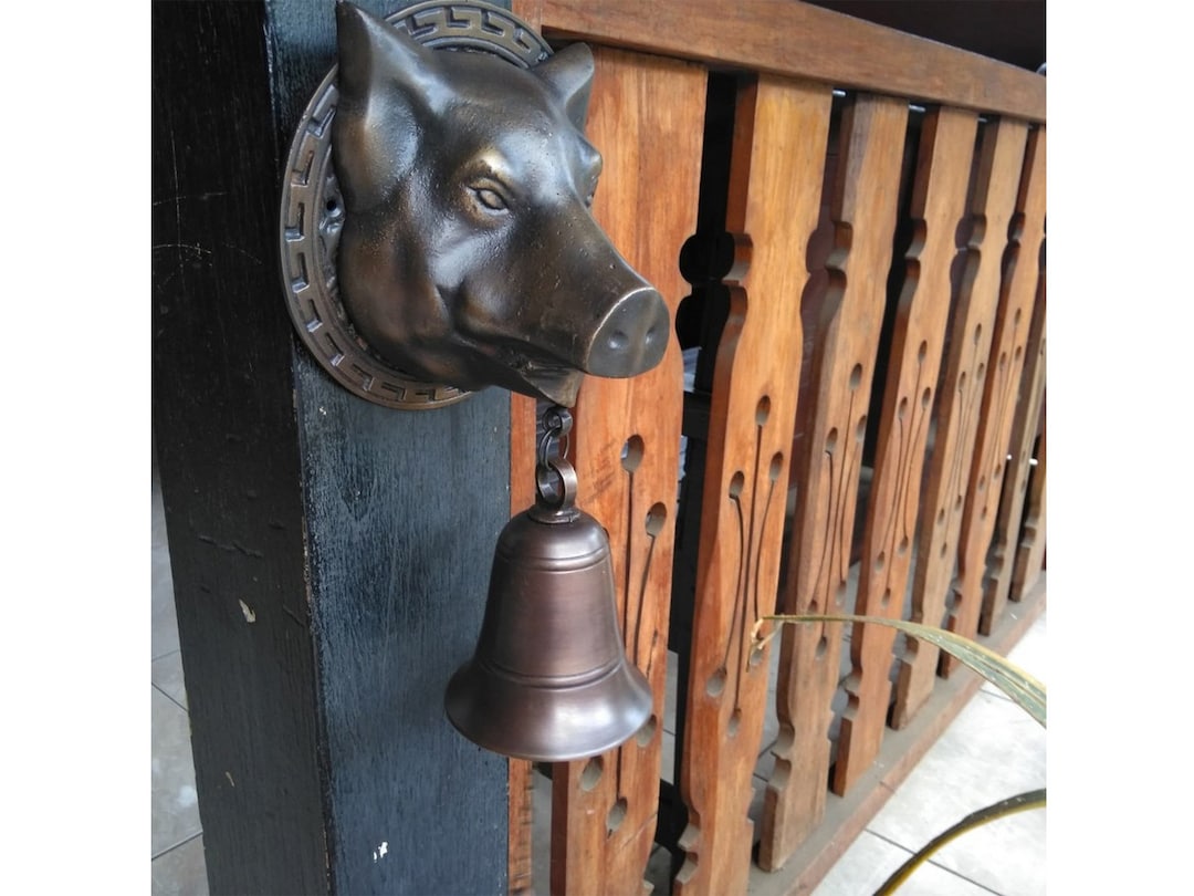 PIG Brass Bell Wall, PORK Solid Brass Doorbell, HOG Brass Bell Hanger ...