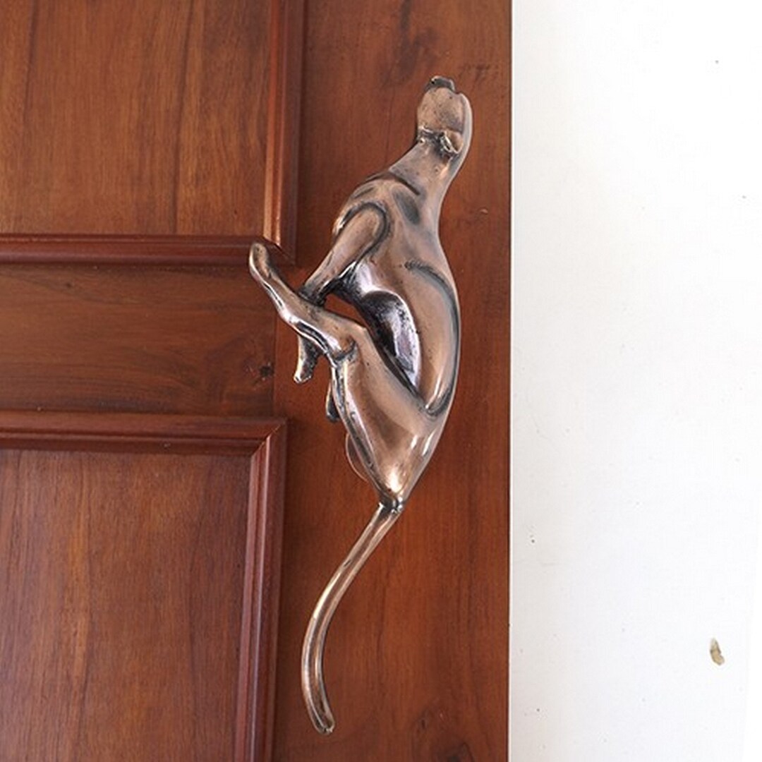 11" CHEETAH Door Handle Brass Polished Cooper, Animal Door Handles ...