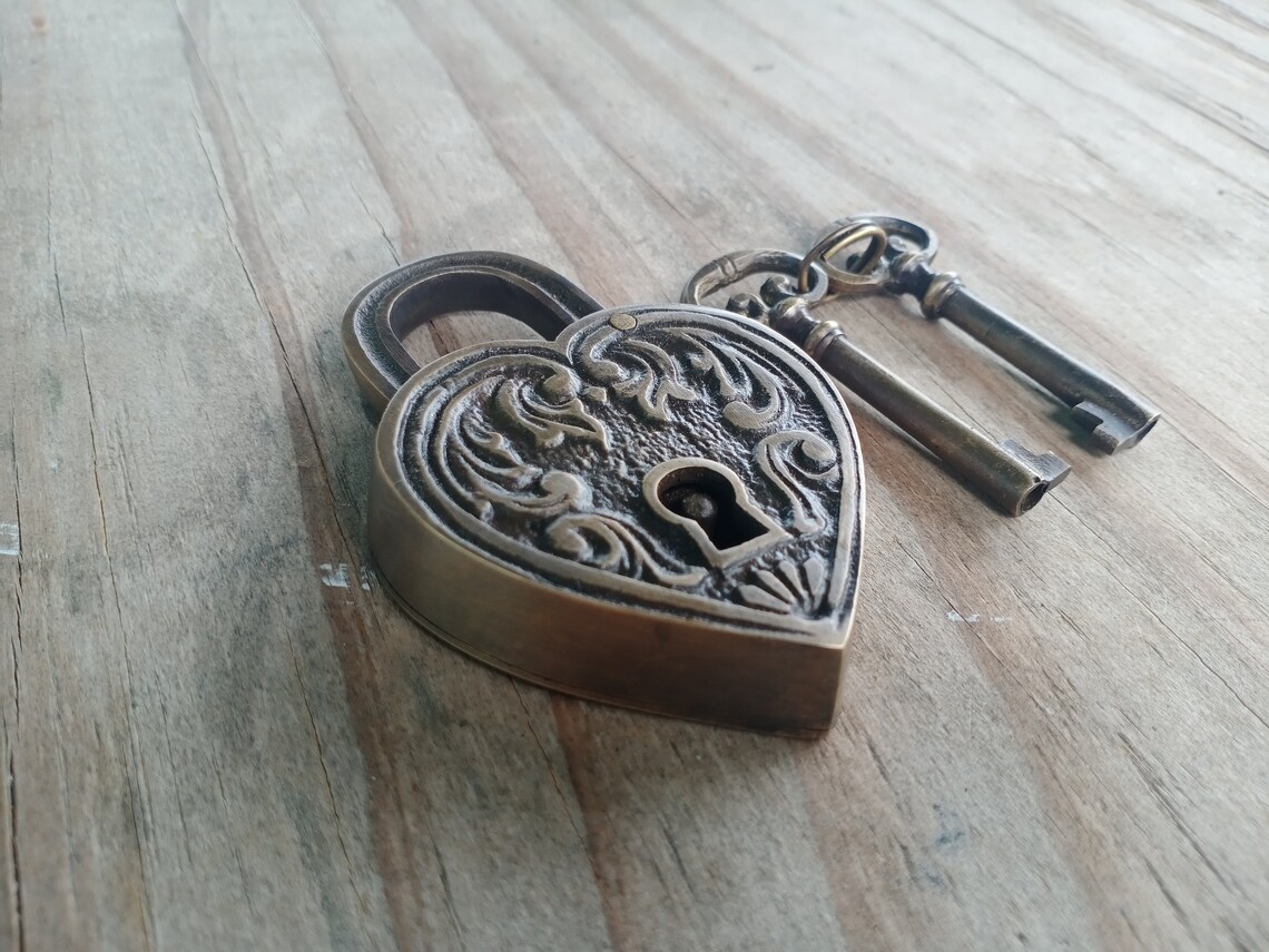 Heart Padlock Love Padlock Antique Pad Lock Brass Padlock - Etsy