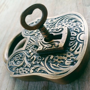 Victorian Padlock, Antique Pad Lock, Brass Padlock Set, Vintage Padlock ...