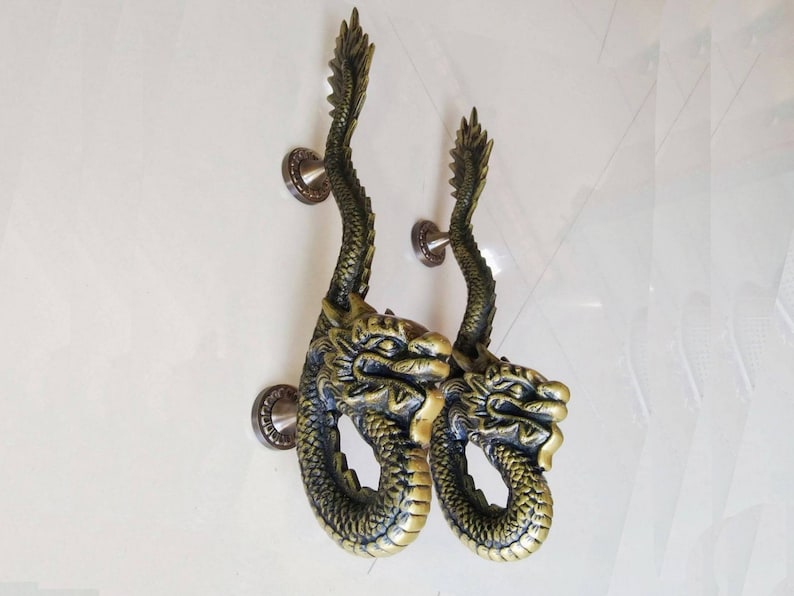2X DRAGON Door Handle Door Pulls Handles Brass Door Pull | Etsy