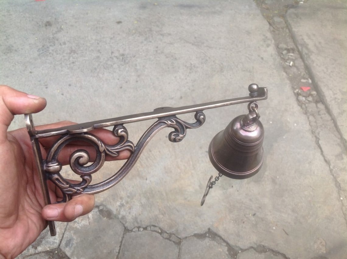 Antique Brass Bell Hanger Brass Bell Wall Solid Brass - Etsy