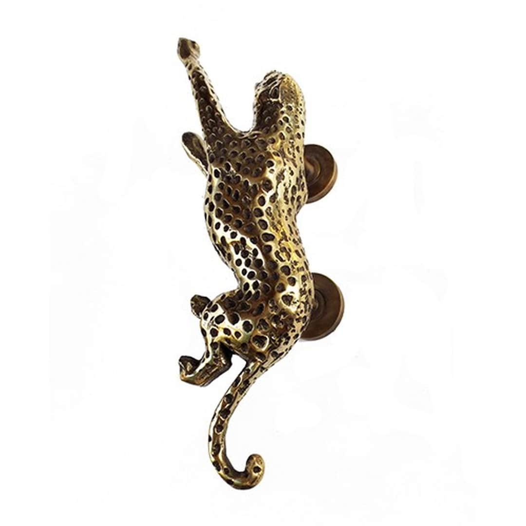 11" LEOPARD Door Handle Brass, Animal Door Handles, Wild Door Pull ...