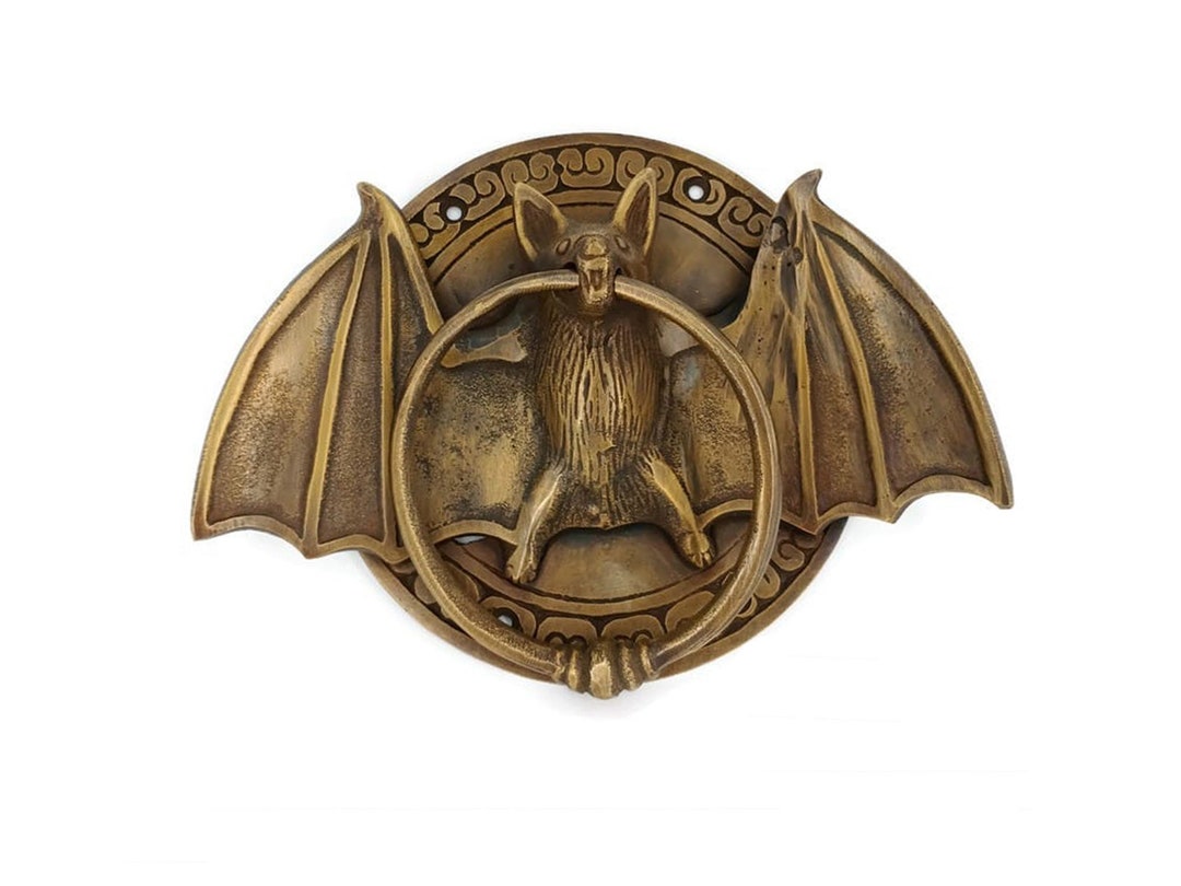 BAT Brass Door Knocker, Antique Bat Wing Door Knocker, Vampire Front ...