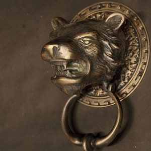 BEAR Brass Door Knocker, Antique Polar Bear Face Door Knocker, Bear ...