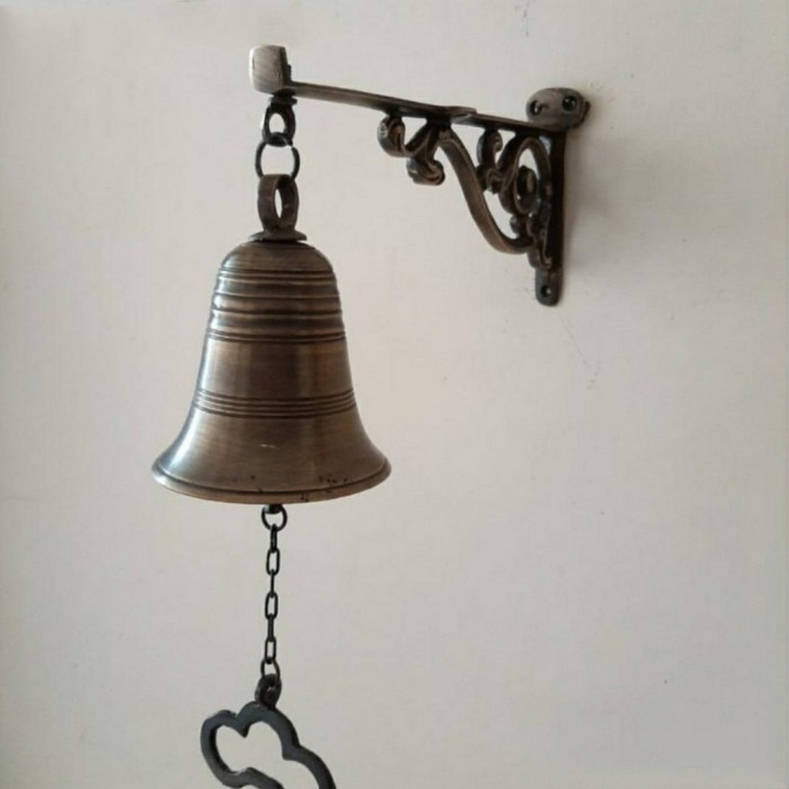 Antique Brass Bell Hanger Brass Bell Wall Solid Brass - Etsy